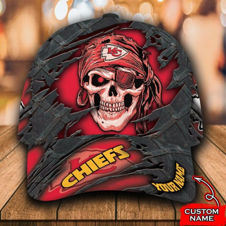 Kansas City Chiefs Inferno Reaper Cracked Skull Baseball Cap - ChiefsFam