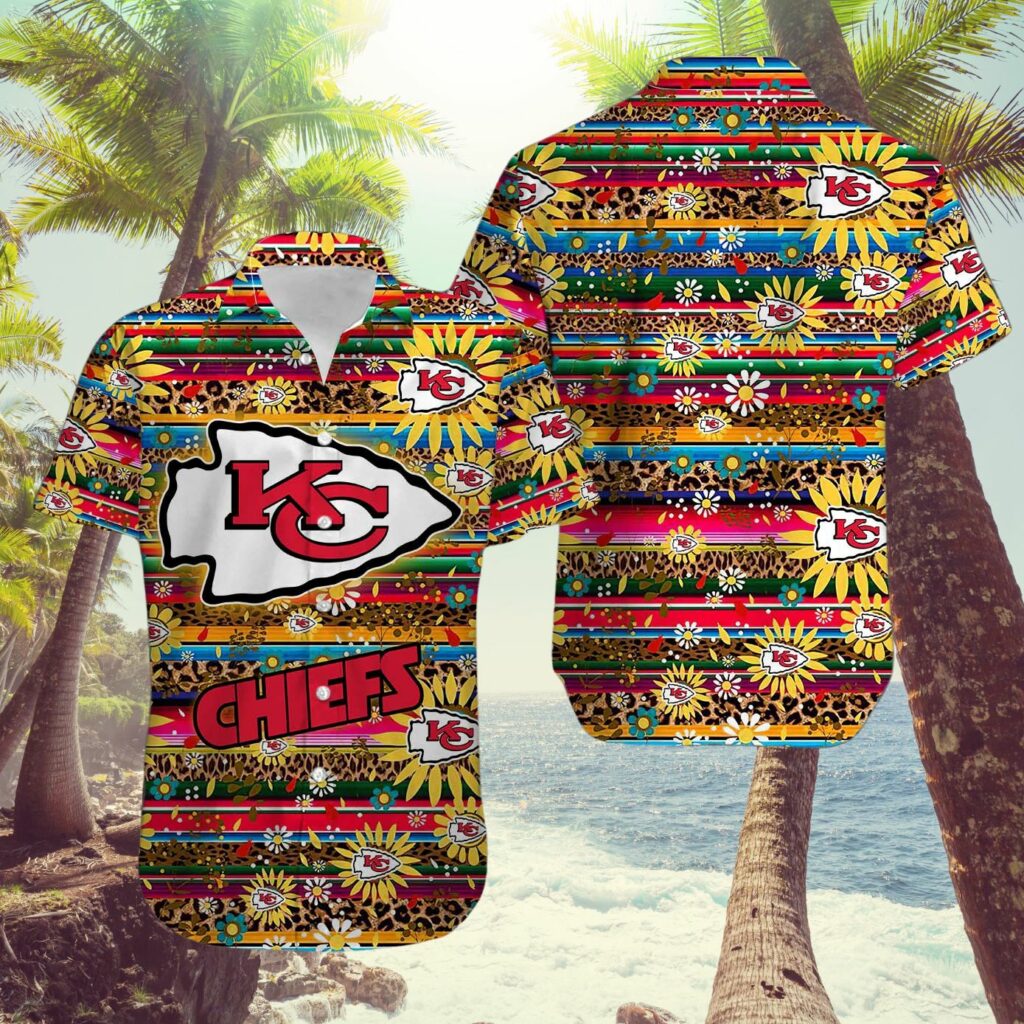 Kansas City Chiefs Colorful Flower Palm Leaf Hawaiian Shirt - ChiefsFam