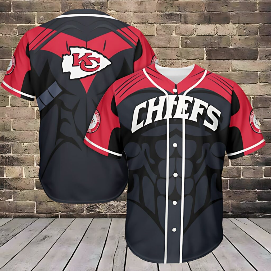Kansas City Chiefs Muscle Power Custom Baseball Jersey - ChiefsFam