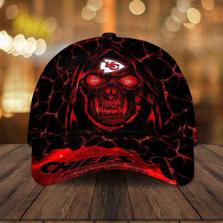 Kansas City Chiefs Inferno Reaper Cracked Skull Baseball Cap - ChiefsFam