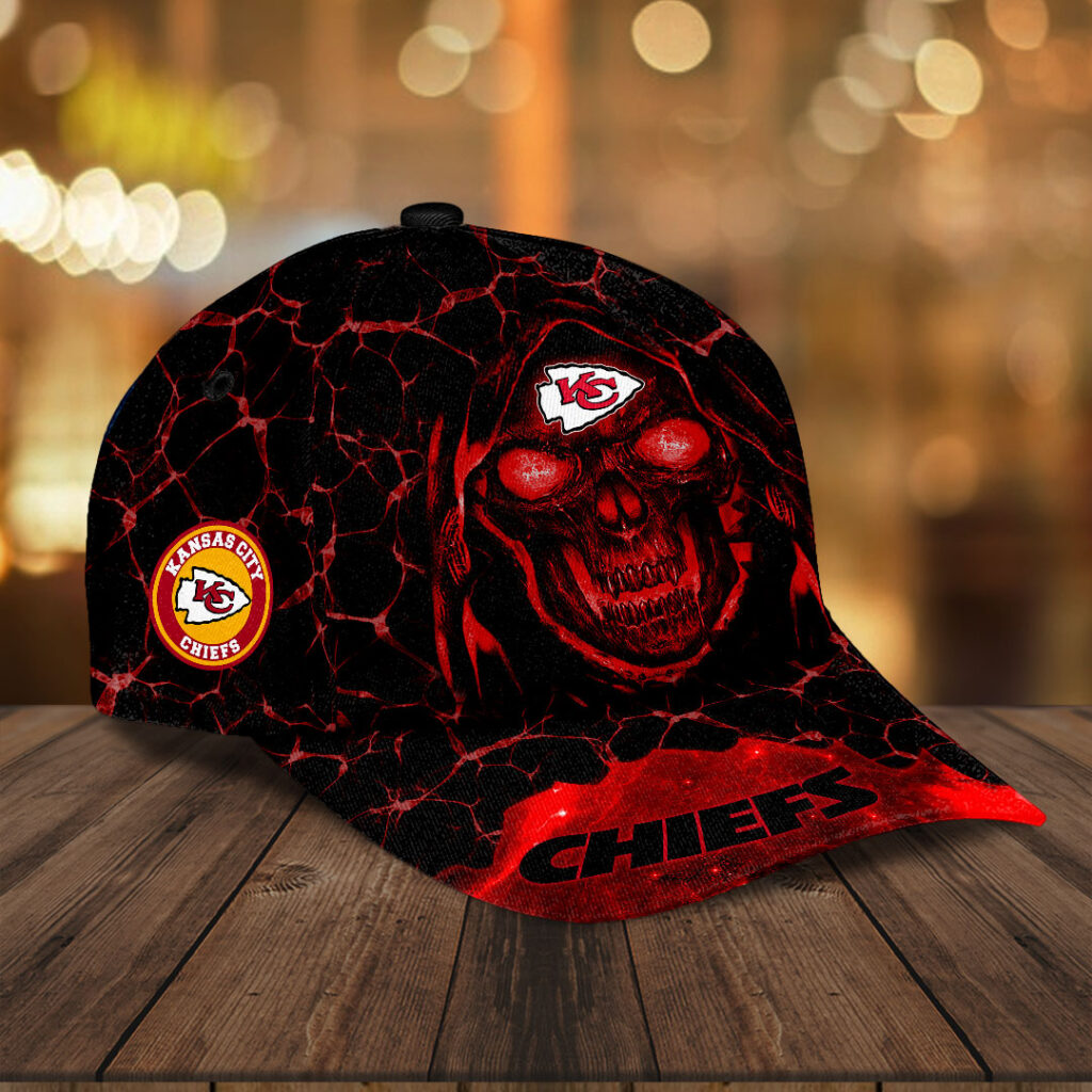 Kansas City Chiefs Inferno Reaper Cracked Skull Baseball Cap - ChiefsFam